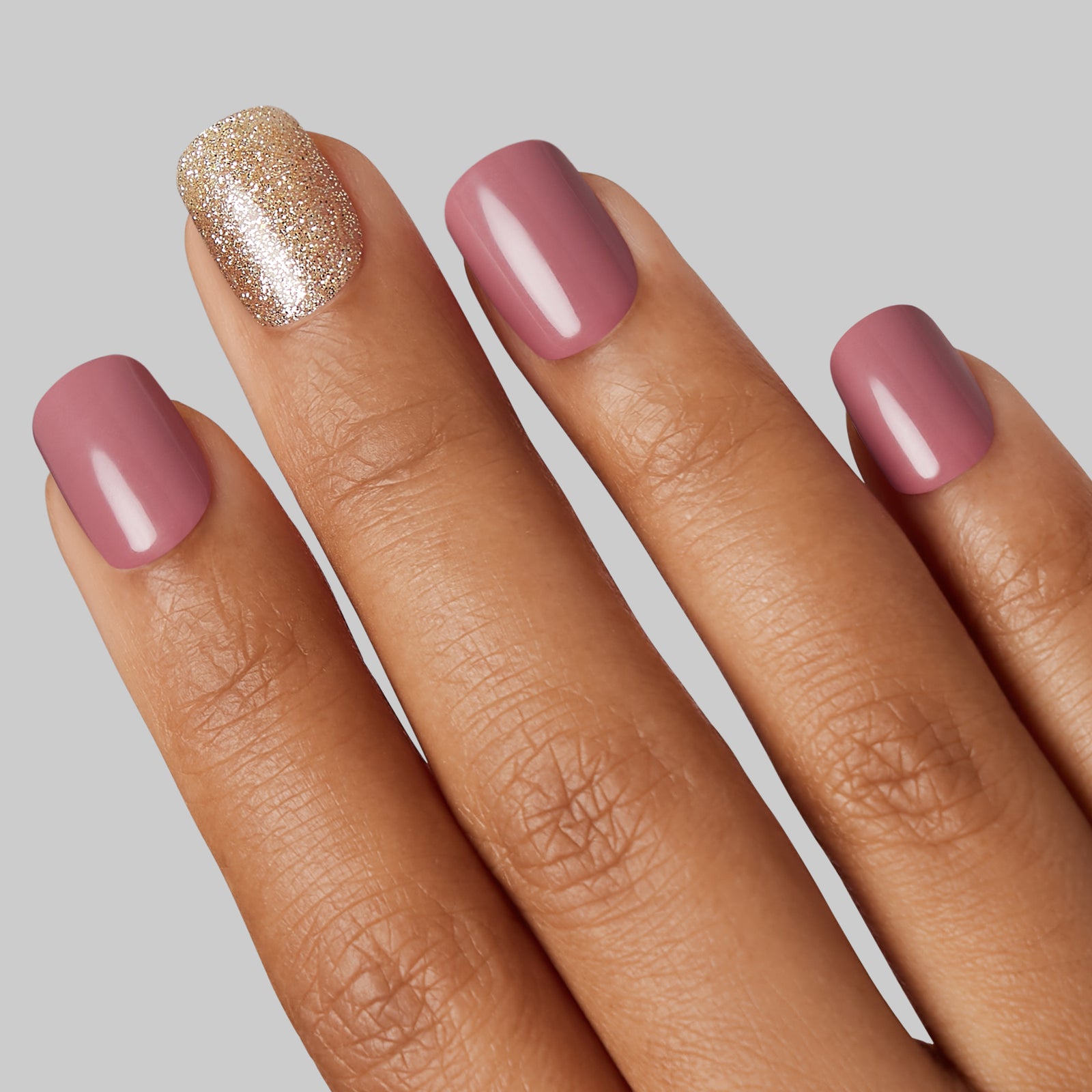 Golden Sienna Glitter Semi-Cured Gel Nail Strips | Kleo Kolor