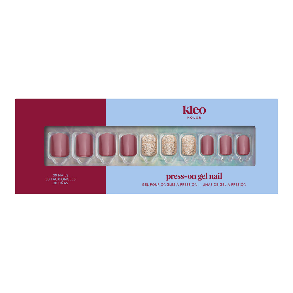 Golden Sienna Glitter Semi-Cured Gel Nail Strips | Kleo Kolor